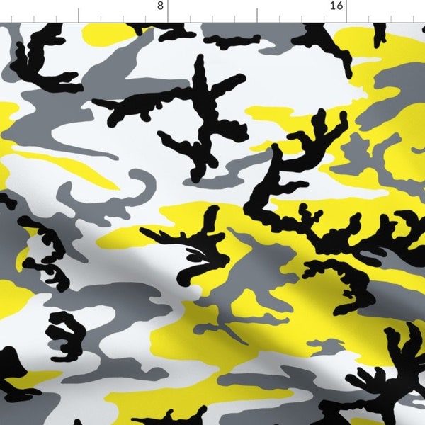 Yellow Black Camo Fabric - Etsy