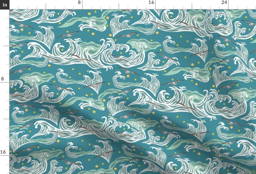 Ocean Waves Fabric Ocean Waves by Vinpauld Summer Ocean Nursery Decor ...
