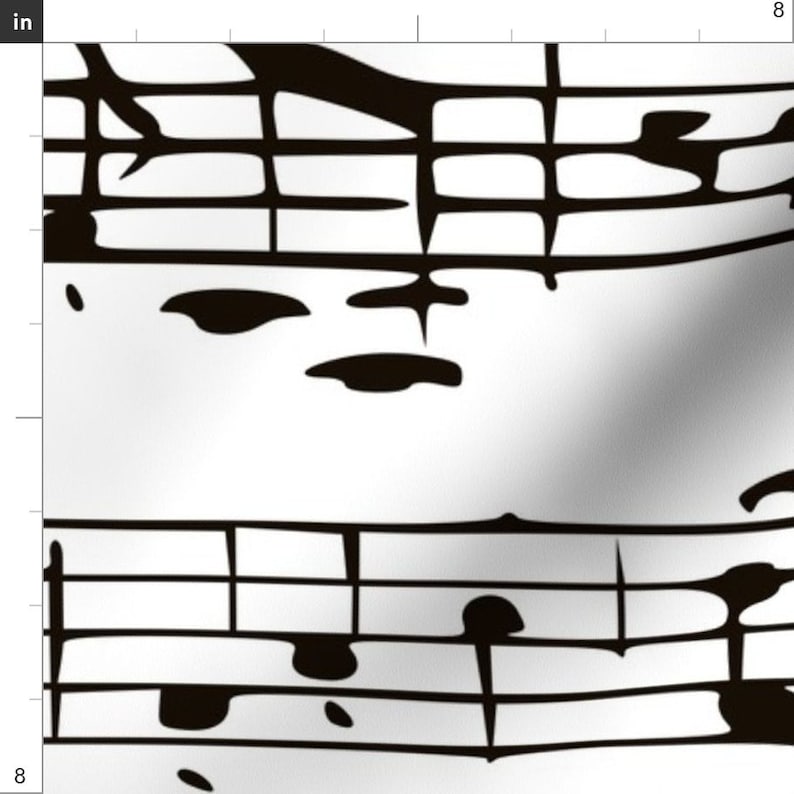 Music Note Fabric Black and White Music Notes Large by | Etsy