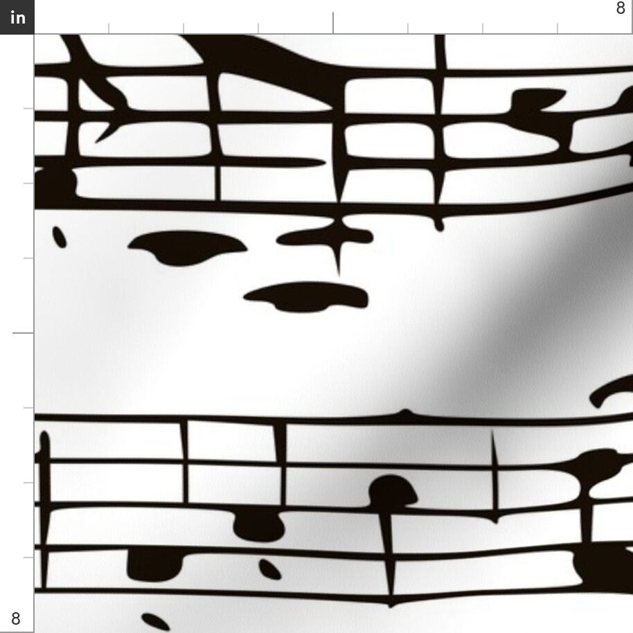 Music Note Fabric Black and White Music Notes Large by | Etsy