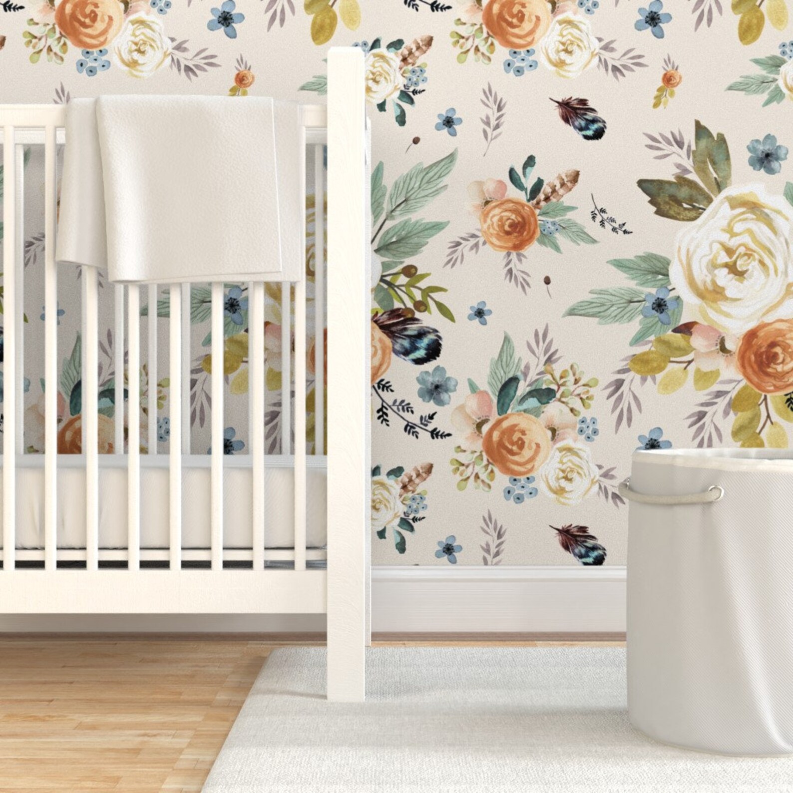 Autumn Floral Wallpaper Western Autumn Florals Ivory by - Etsy