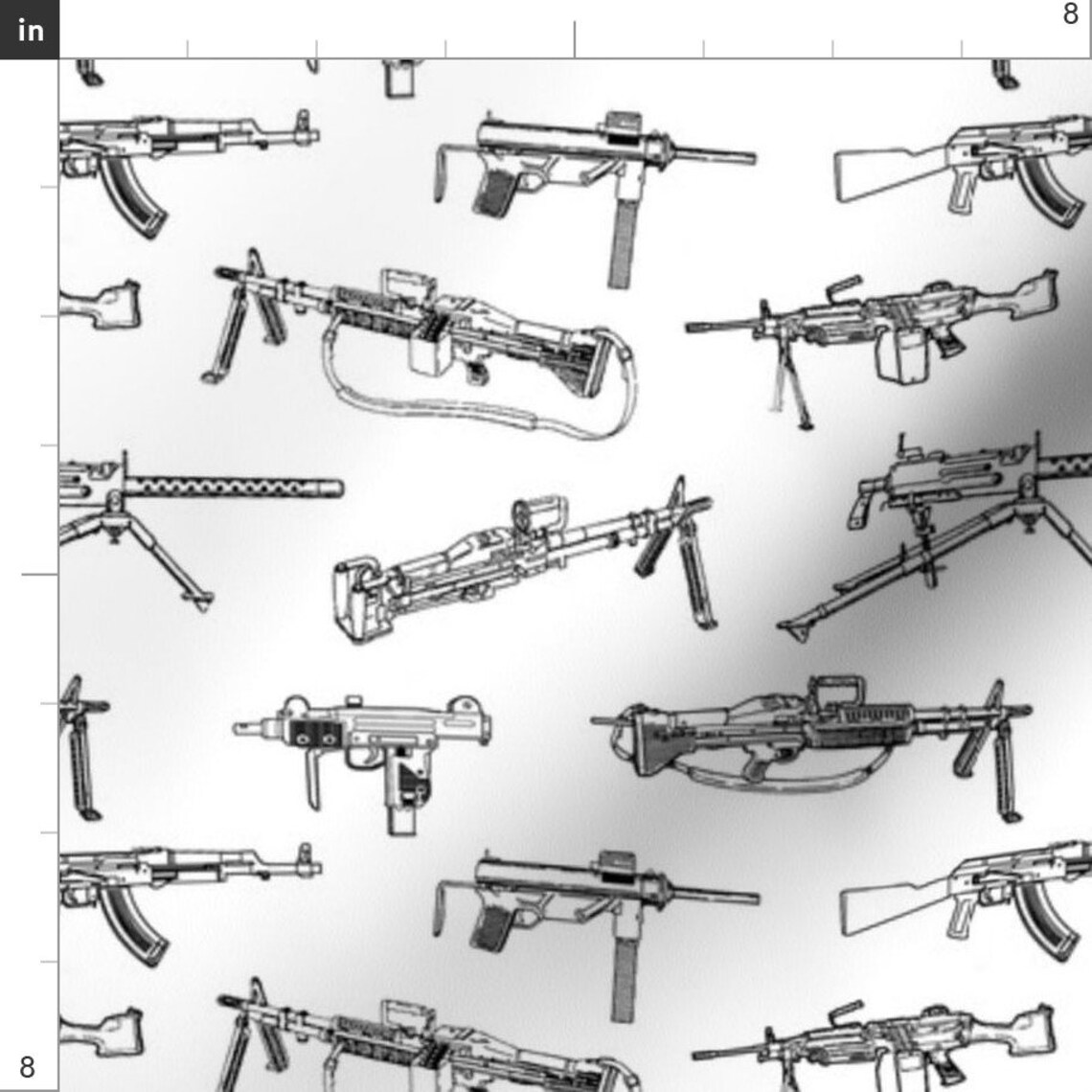 Machine Gun Fabric Machine Guns by Thinlinetextiles - Etsy