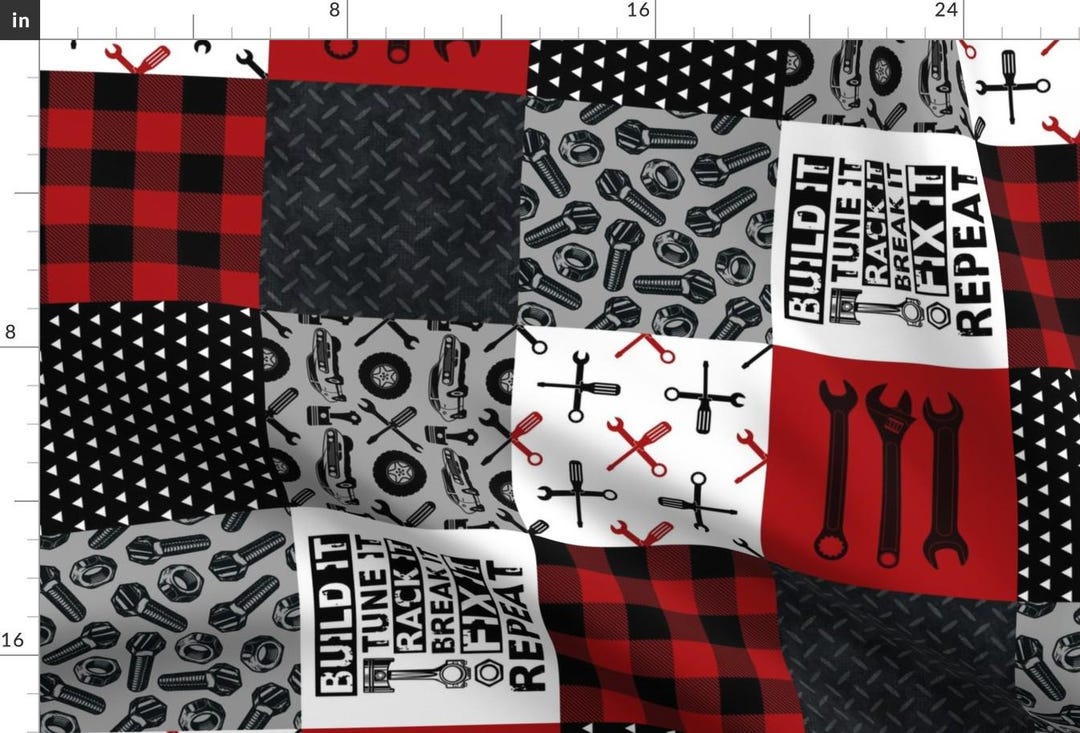 Red Mechanic Fabric - Mechanic Block by Jokalodesigns - Quilt Topper ...