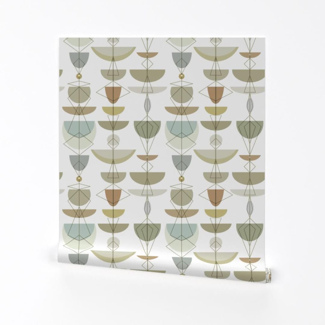 Neutral Mcm Removable Peel and Stick Wallpaper - Vertical Shapes ...