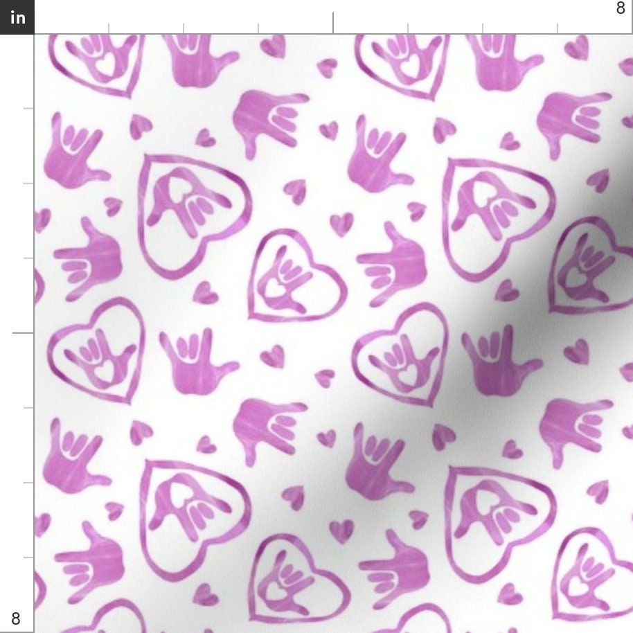 American Sign Language Fabric Asl I Love You Signs in Orchid - Etsy