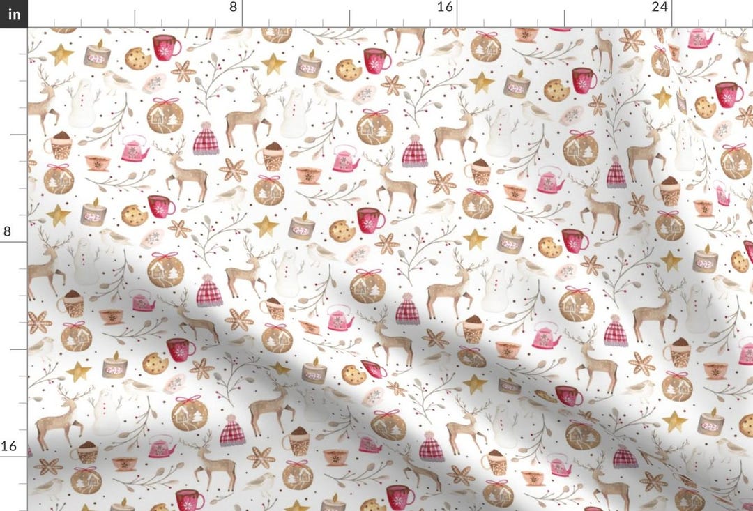 Winter Holidays Fabric - Cozy Snow Day White Holidays Nostalgic Fabric ...