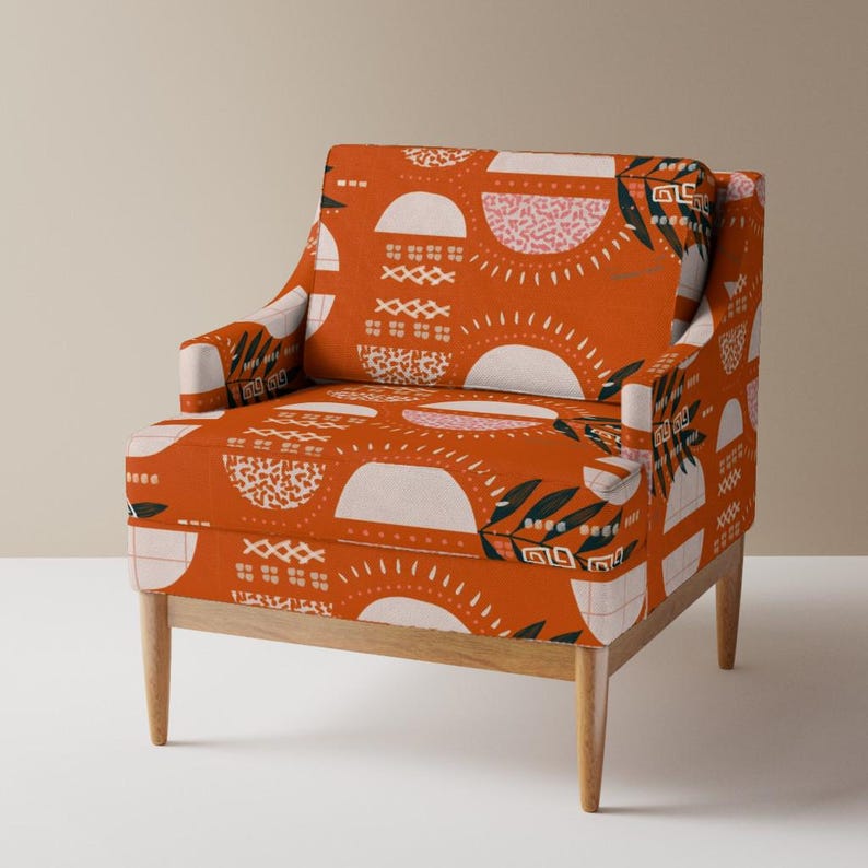 Bold Tribal Upholstery Fabric- Teyona Orange by Freethebold - Foliage ...