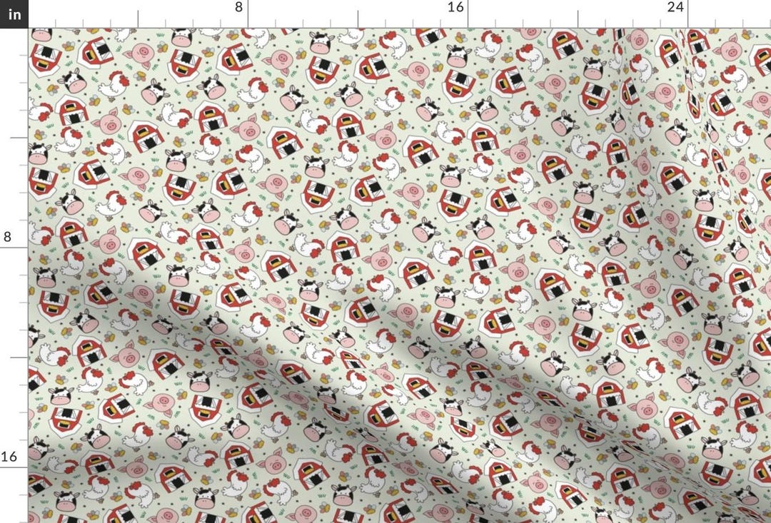 Barnyard Fabric - Farm Animals by Brittanyfrostdesigns - Pigs Cows Farm ...