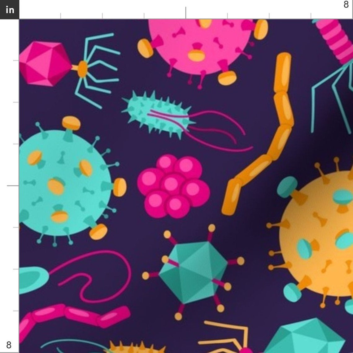 Nerd Fabric Viruses and Bacteria by Robyriker Purple Blue - Etsy