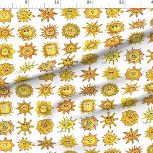 Goofy Sunshine Fabric Cartoon Suns Feeling Sunsational by - Etsy
