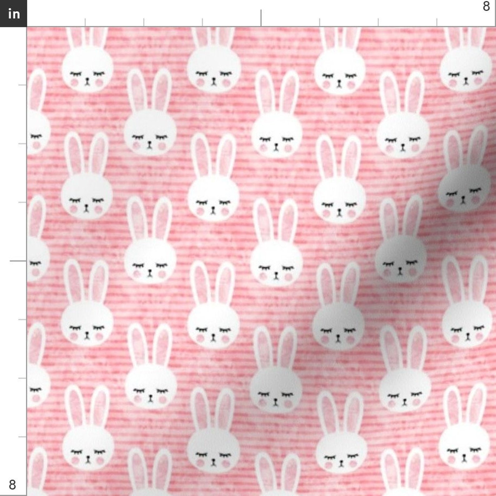 Bunny Fabric 1.5 Bunnies on Pink sleepy Bunny by - Etsy