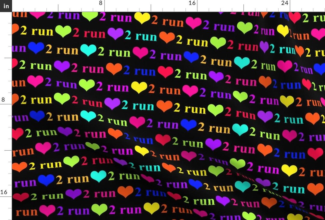 Love to Run Fabric - Love 2 Run by Bags29 - Running Exercise Hearts ...