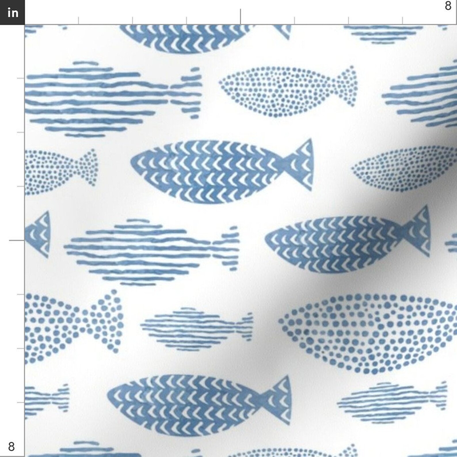 Watercolor Fabric Blue Fish in Watercolor by Tasiania - Etsy