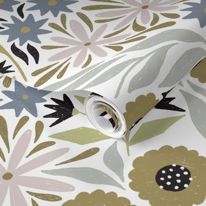 Flowers Wallpaper Adeline Floral by Amy Maccready Earth - Etsy