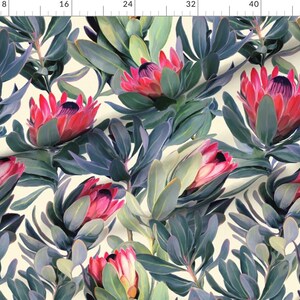 Proteas Fabric - Painted Protea Floral Extra Large Version by Micklyn ...