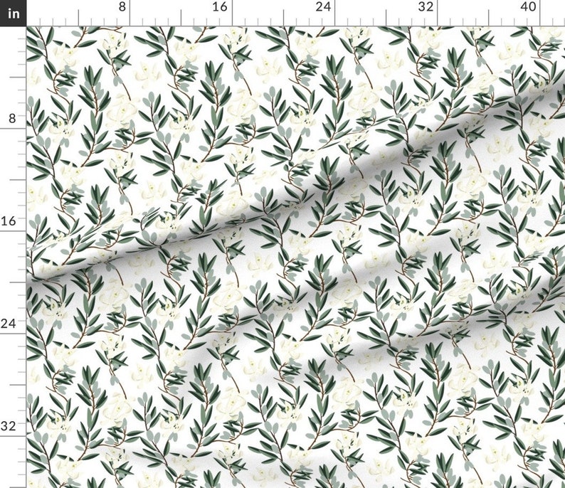 Olive Branch Fabric Olive Bloom by Holli Zollinger Olive - Etsy