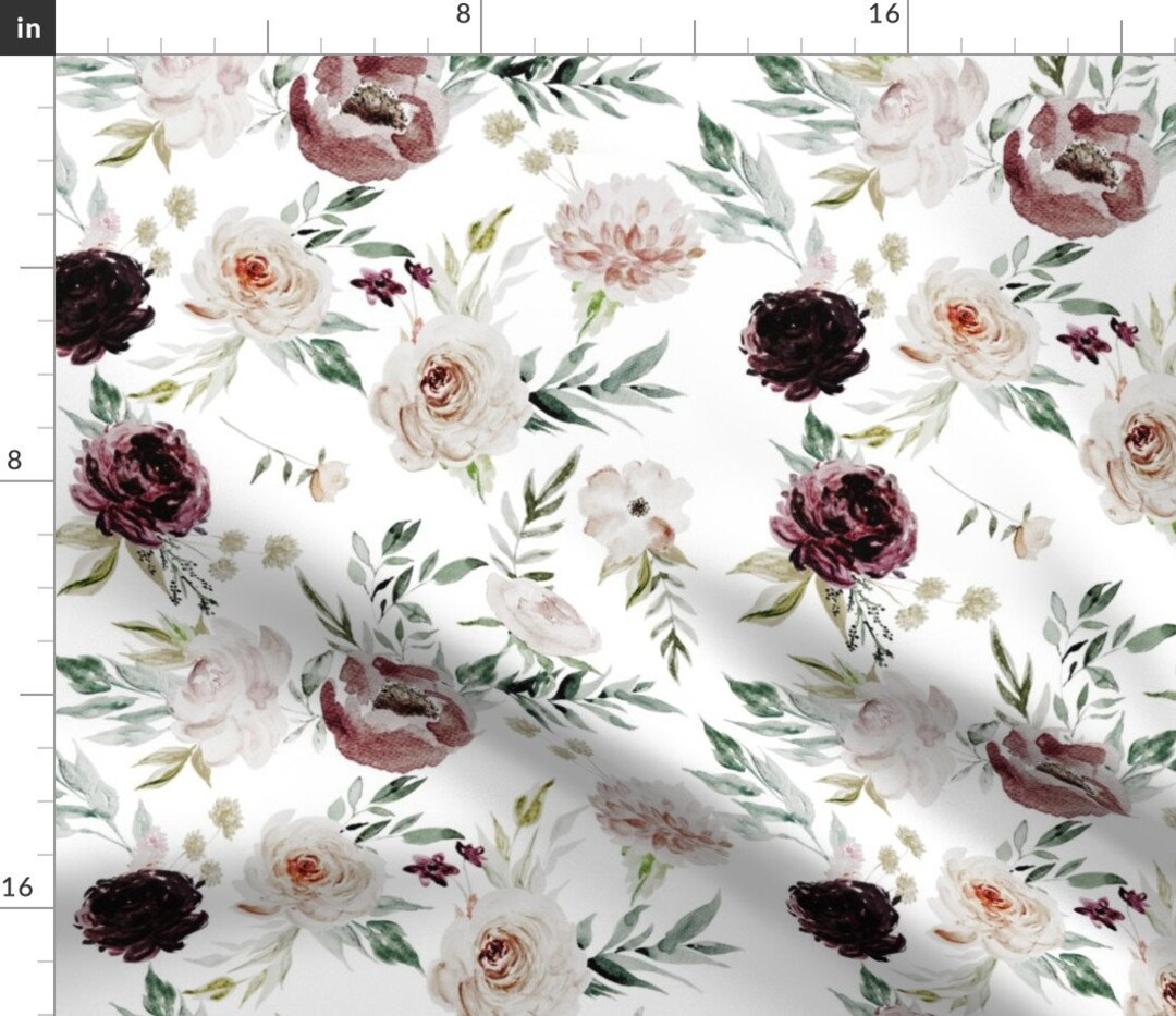 Velvet Cream Floral Blooms Fabric 12 Velvet Cream - Etsy