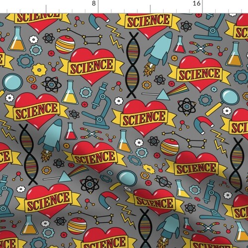 Science Fabric Scientific Tattoos Gray by Robyriker Tattoo - Etsy