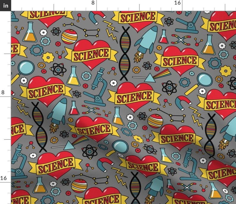 Science Fabric Scientific Tattoos Gray by Robyriker Tattoo | Etsy