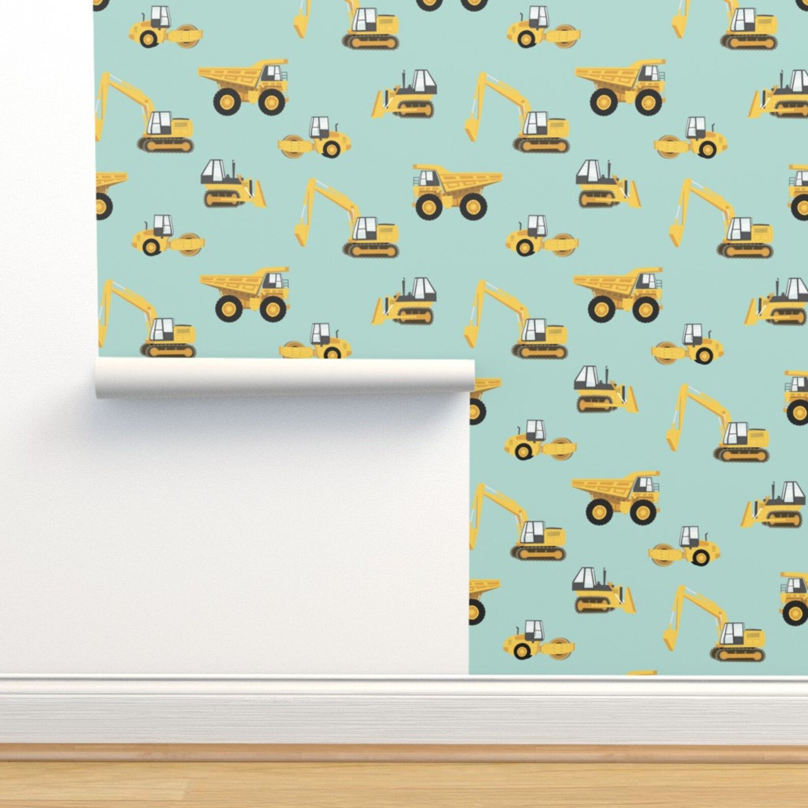 Digger Wallpaper Construction Trucks by Littlearrowdesign - Etsy