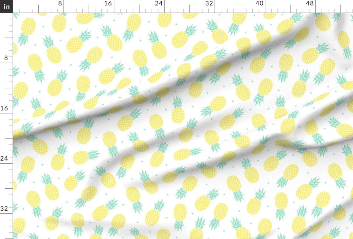 Pina Fabric - Pineapple With White Background by Kimsa - Tropical ...