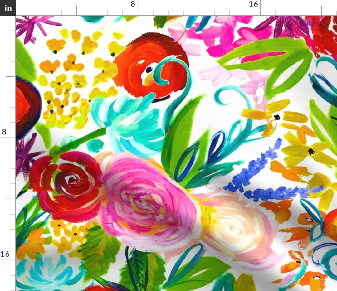 Bright Bold Flowers Apparel Fabric Neon Summer Floral by Theartwerks ...
