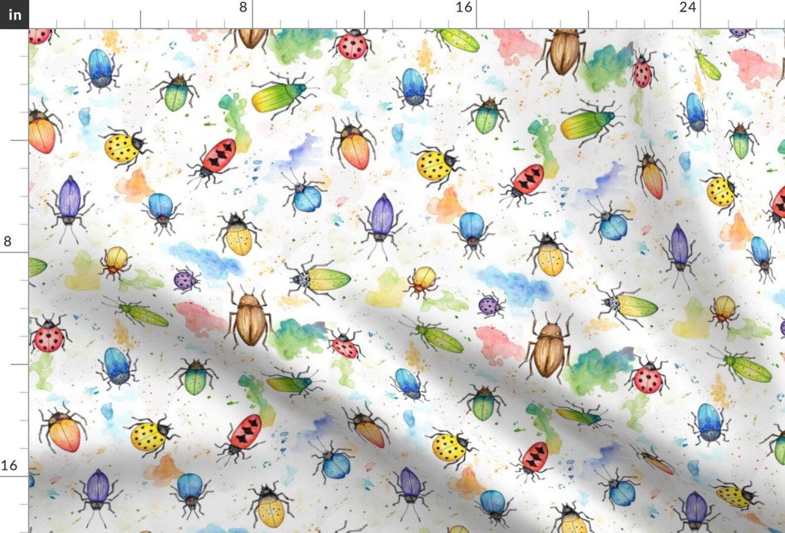 Beetles Fabric - Whimsical Beetles - Smaller Scale by Hazel Fisher ...