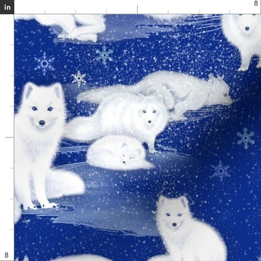 Arctic Foxes Fabric Arctic Fox by J9design Arctic Foxes | Etsy