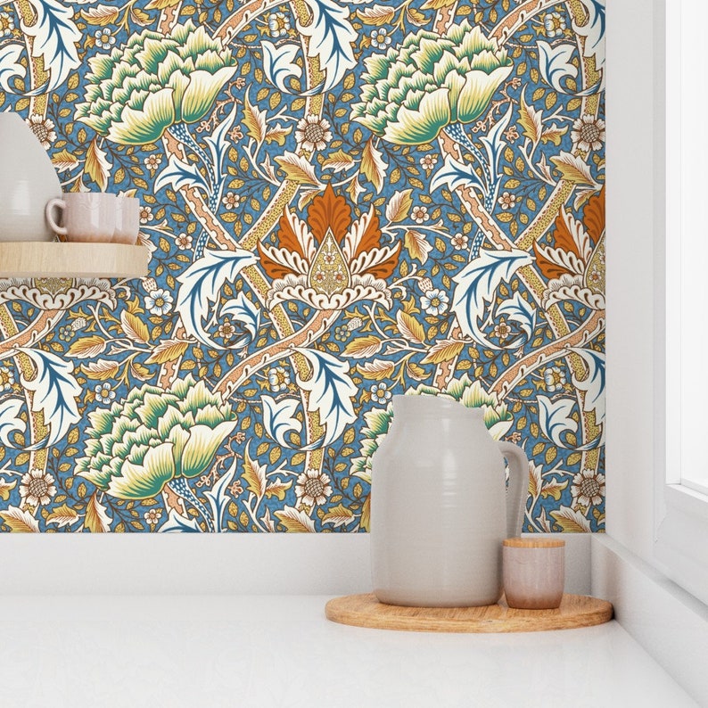 Vintage Floral Wallpaper Morris Windrush by Chantal Pare - Etsy