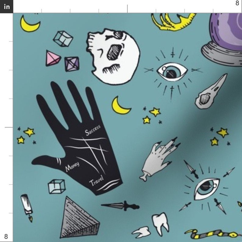 Spooky Fabric Curses and Spells in Blue by Bella Modiste - Etsy