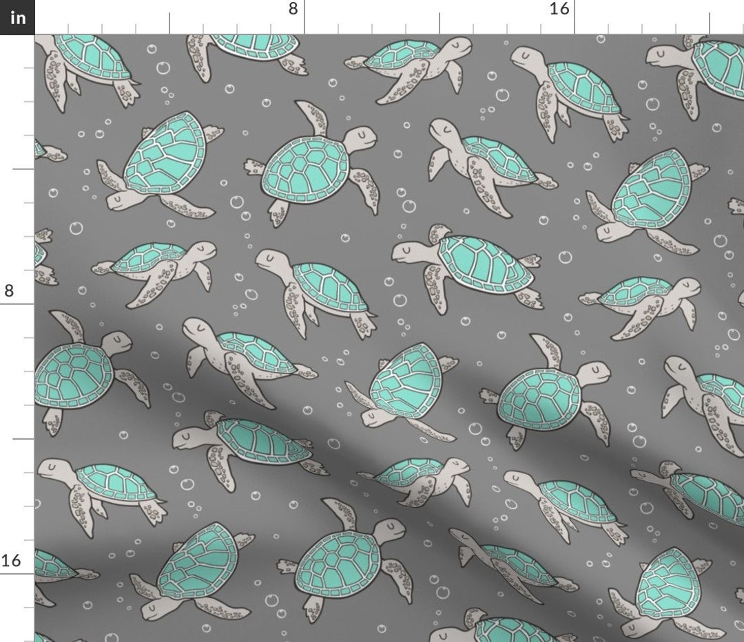Sea Turtle Fabric Sea Turtles Mint Green Nautical Ocean - Etsy