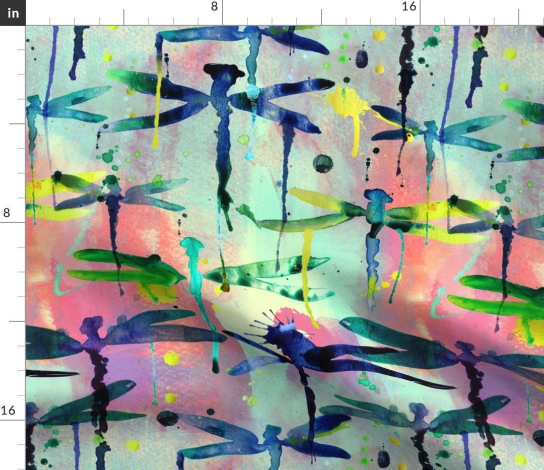 Dripping Dragonfly Fabric Dripping With Dragonflies by - Etsy