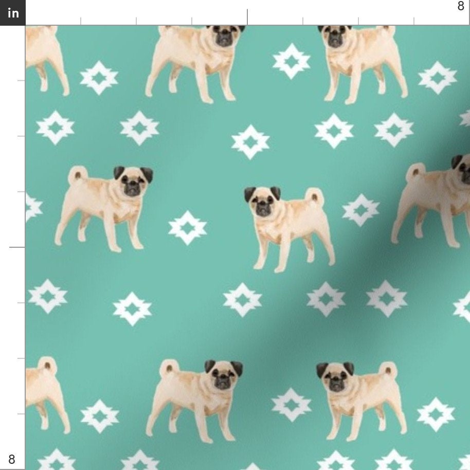 Pug Fabric Pug Dog Breed Watercolor Pet Dog Lover Gift | Etsy