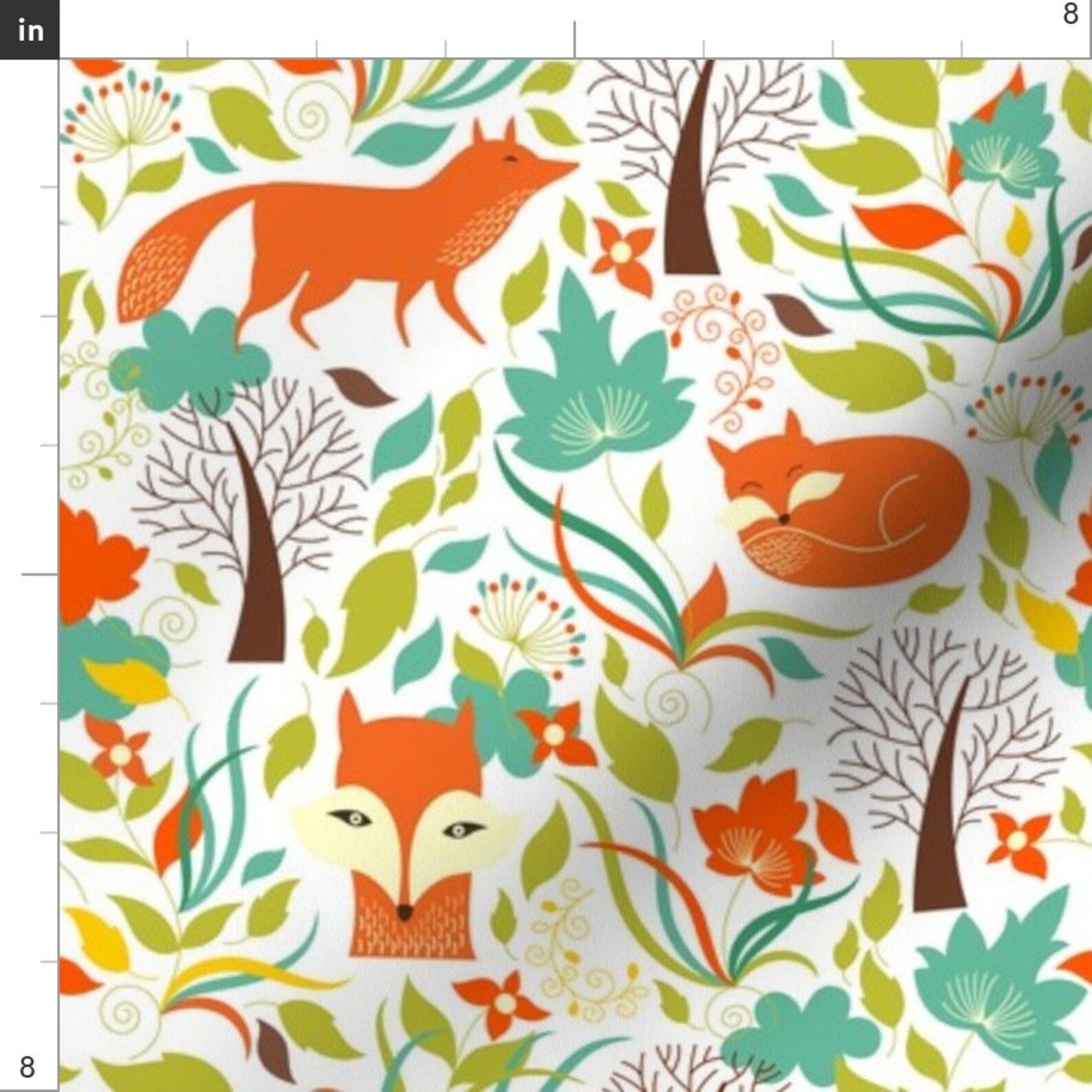 Fox Forest Fabric Fox in the Woods / White by Shopcabin - Etsy