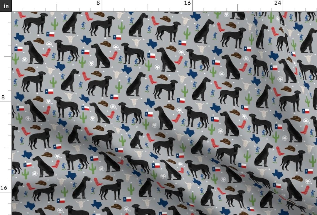 Great Dane Fabric - Great Dane Texas Dog State Fabric Grey by ...