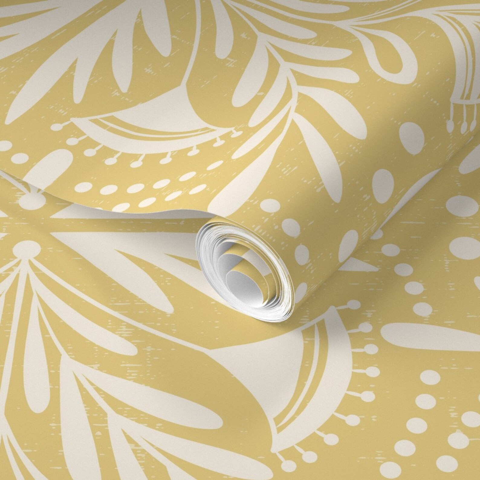 Floral Wallpaper Lenox Damask Buttercream Yellow Jumbo by - Etsy