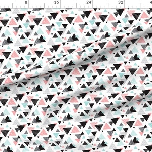 Triangles Fabric Geometric Triangle by Littlesmilemakers Mod Pink Blue ...