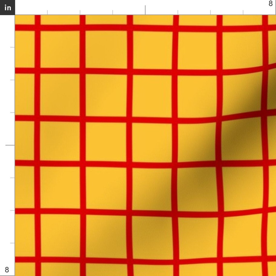 Yellow Squares Fabric Yellow Grid by Ellegarrettdesigns - Etsy
