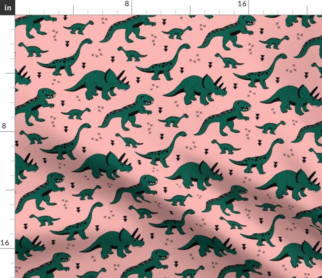 Dinosaur Pink Animal Nursery Fabric Cool Scandinavian Kids - Etsy
