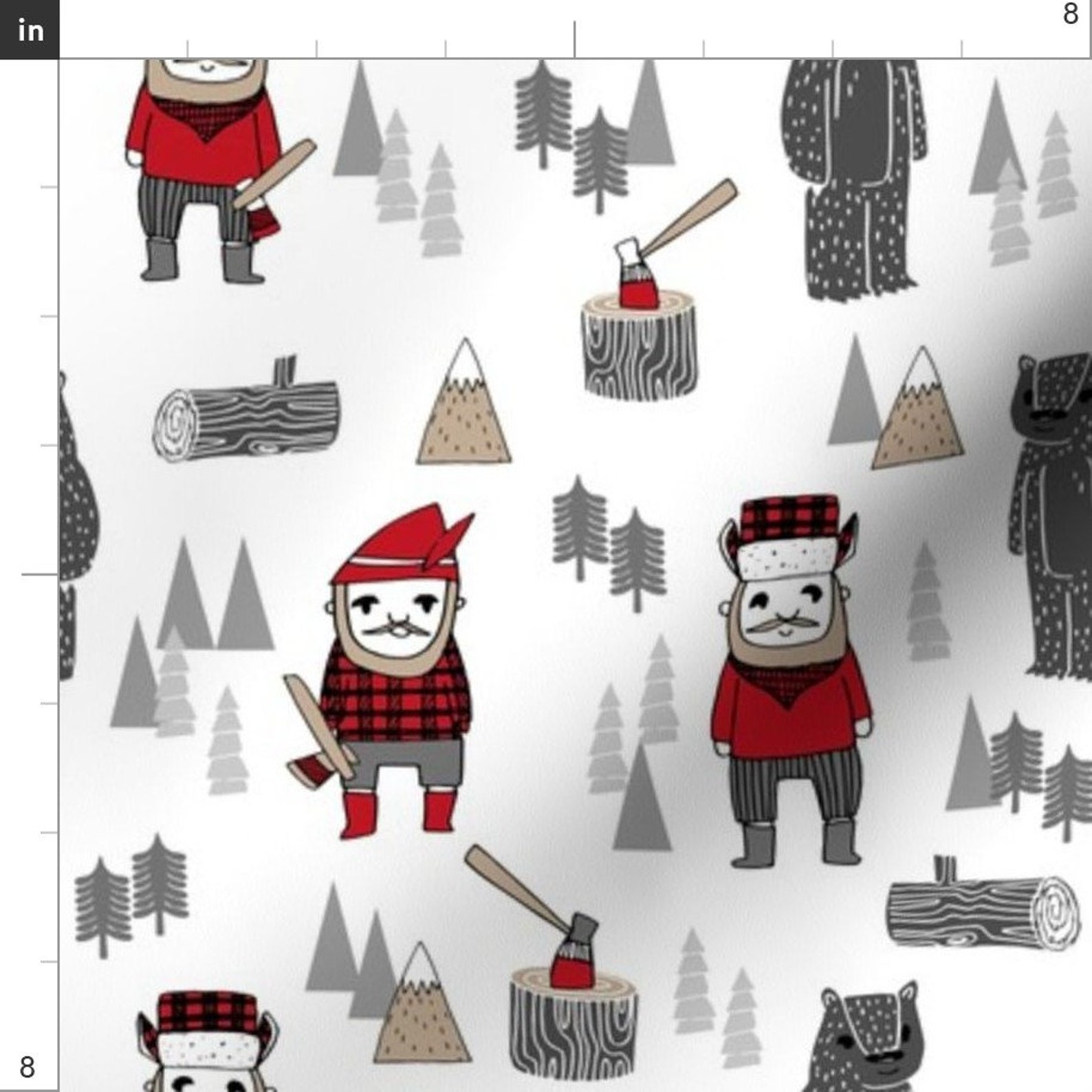 Lumberjack Fabric Lumberjack Woodcutter Woodland Forest Fall - Etsy