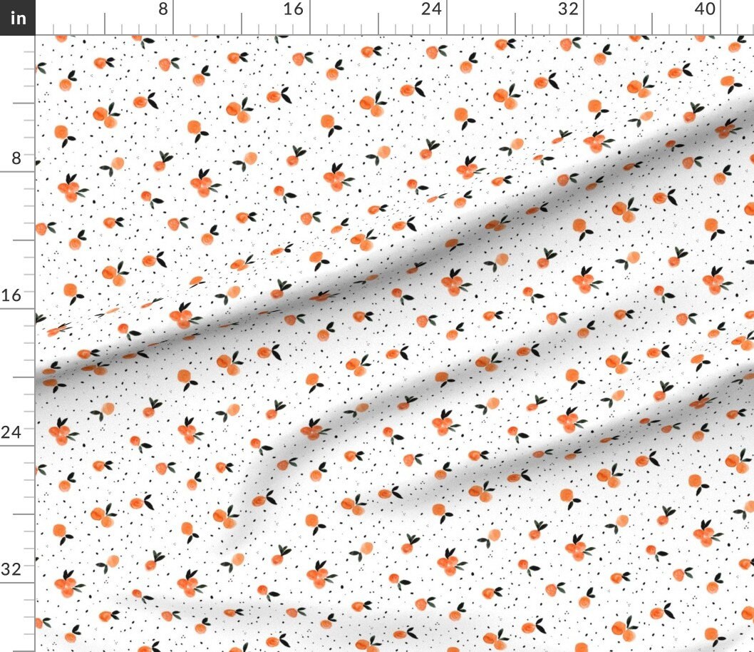 Clementines Watercolor Fabric Clementine Cutie and Dots on - Etsy