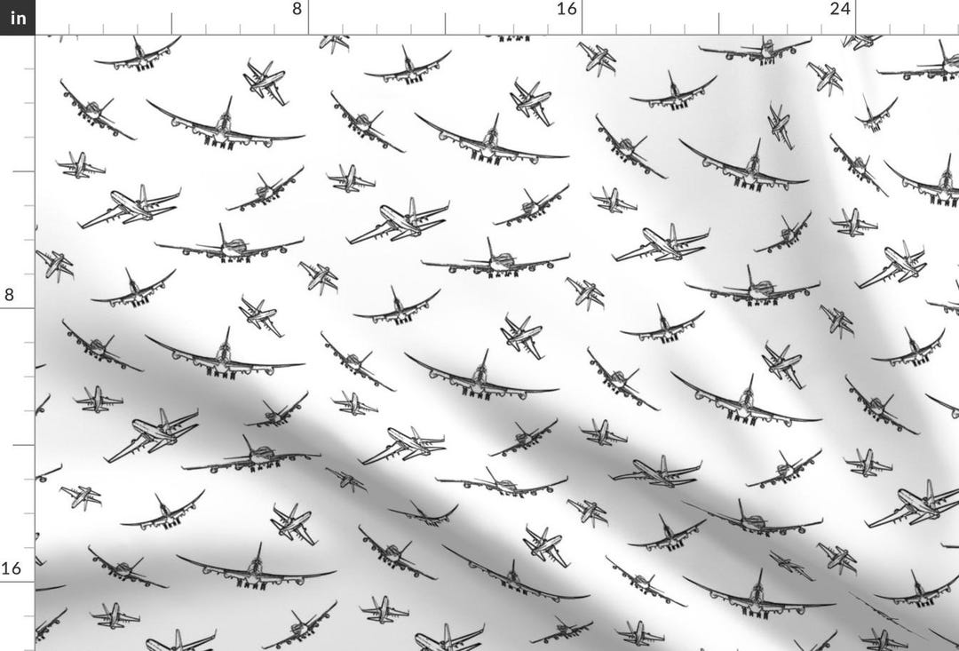 Airplane Fabric - Plane Sketches Small by Thinlinetextiles - Airplane ...