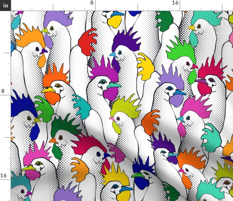 Rainbow Rooster Fabric Chicken Pops by Juliesfabrics | Etsy