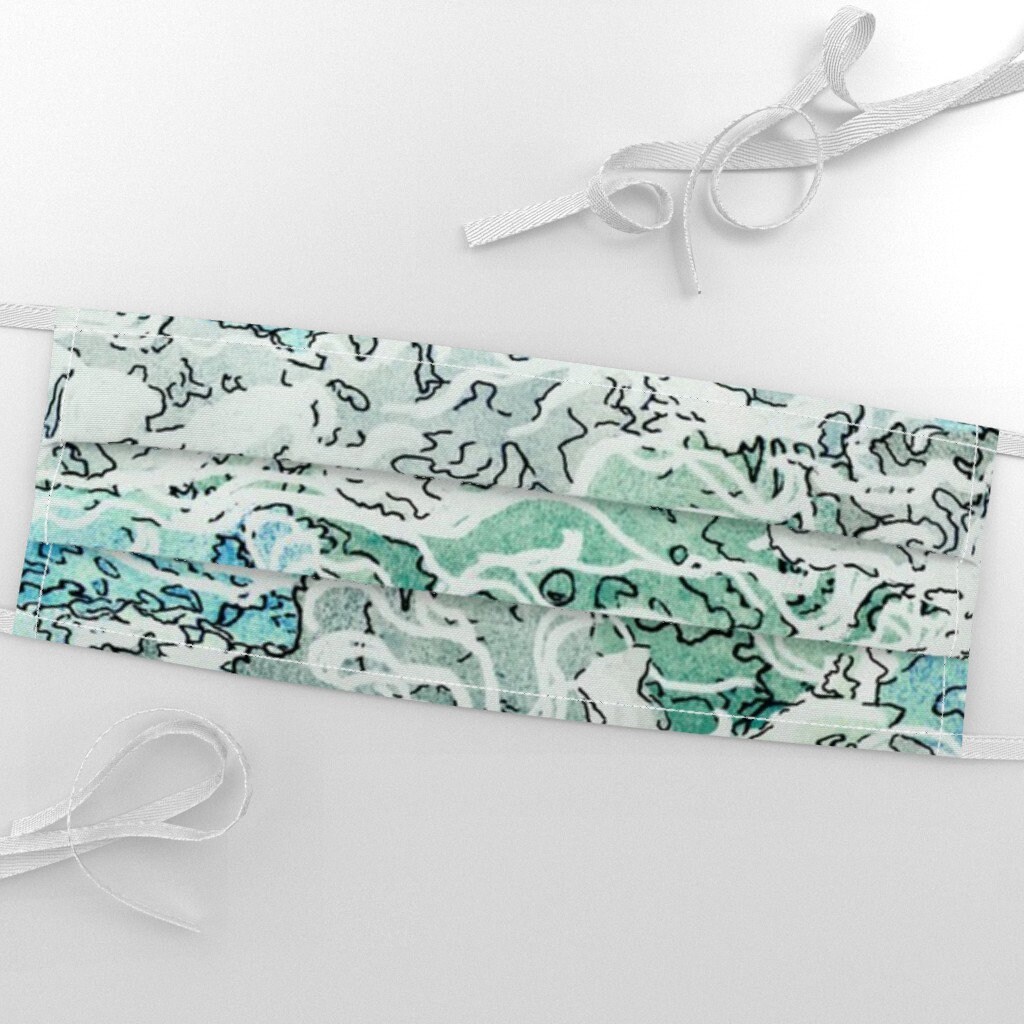 Sea Abstract Blue Ocean Illustration Fabric Ocean Waves by | Etsy