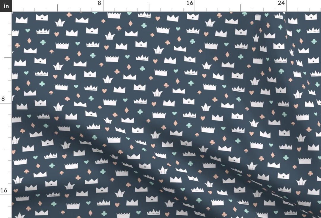 Crown Fabric - Crown Dark Blue Navy Pastel Royalty by Lemonni Prince ...