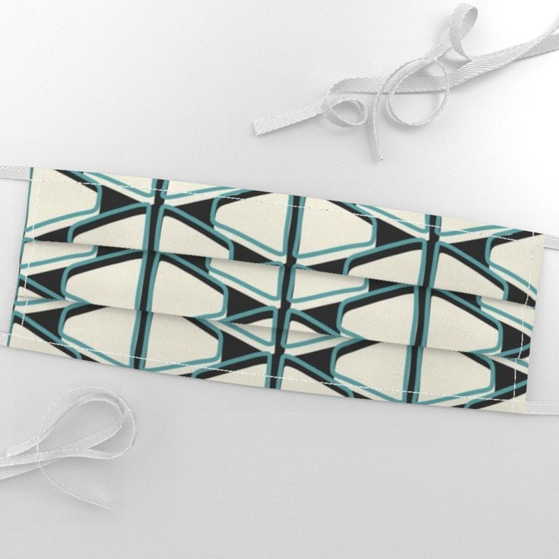 Mod Triangle Fabric Mid-century Modern Konawood Back and | Etsy