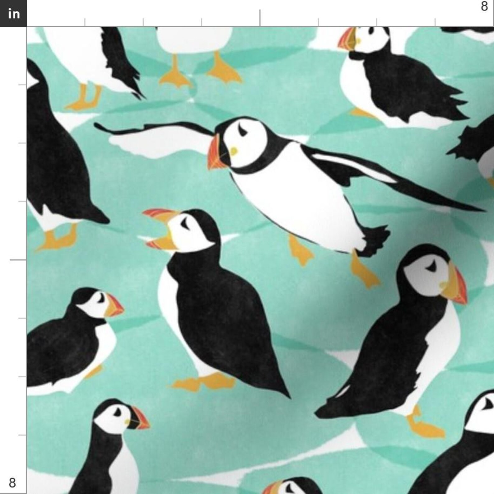 Puffins Blue Birds Fabric - Fluffy Puffins by Natalievmason - Puffins ...