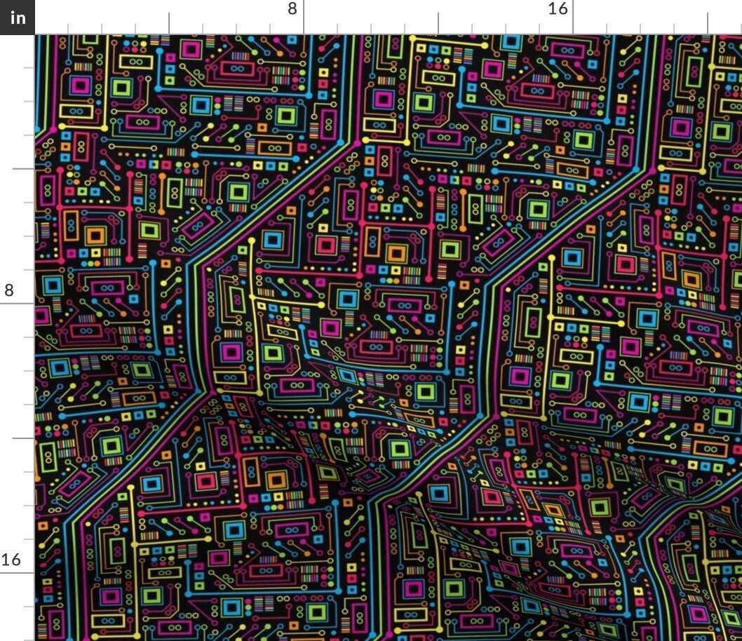 Nerd Fabric Short Circuits rainbow by Robyriker Nerd - Etsy