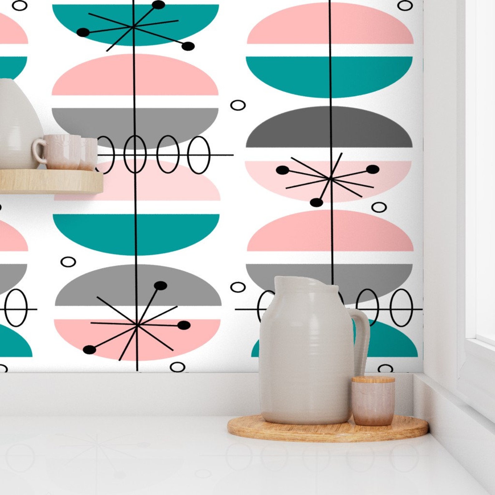 Atomic Wallpaper Mid-century Modern by Hot4tees Bgyahoo Com - Etsy