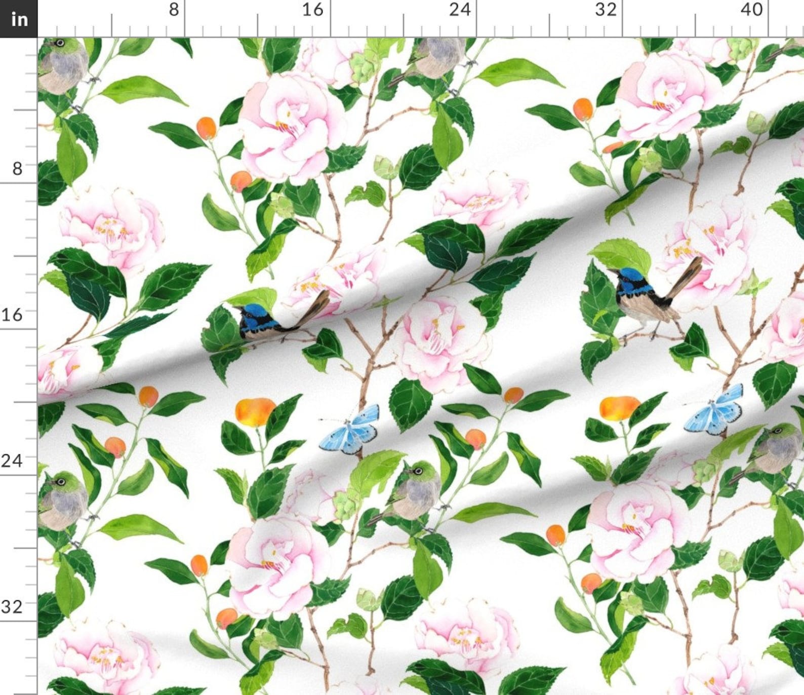 Floral Fabric Botanical Pattern By Gabbymalpas Vintage | Etsy